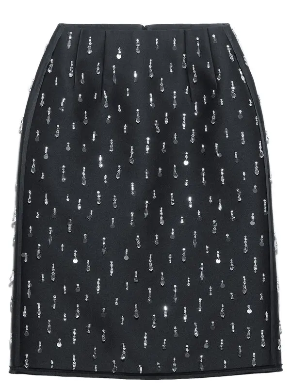 Prada Embroidered Sequin Scuba Midi-skirt - Black