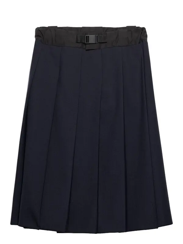 Prada Hopsack And Technical Fabric Midi Skirt - Navy