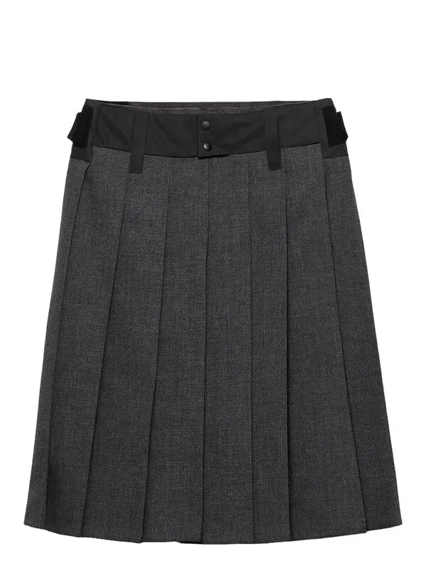 Prada Pleated Hopsack Skirt - Grey