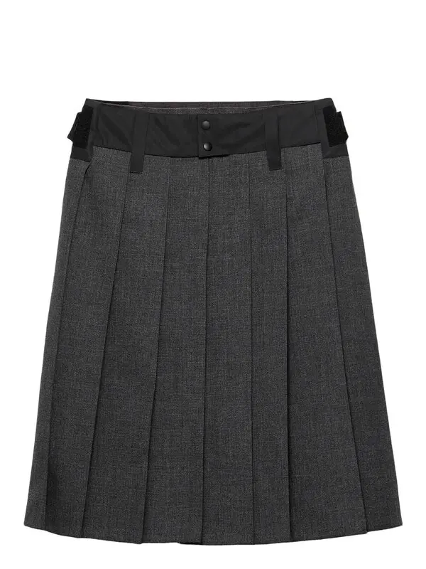 Prada Pleated Hopsack Skirt - Slate Gray