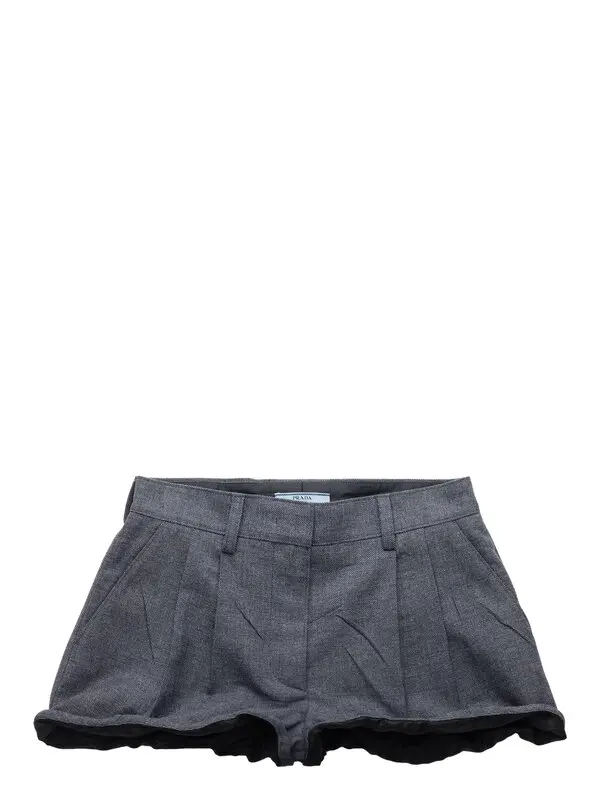 Prada Grisaille And Antiqued Satin Shorts - Grey