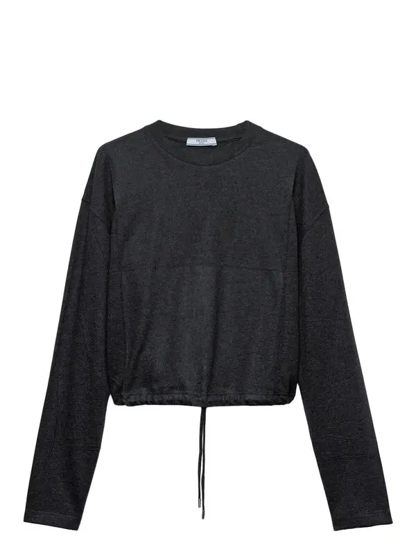Prada Long-sleeved Wool And Cashmere T-shirt - Grey