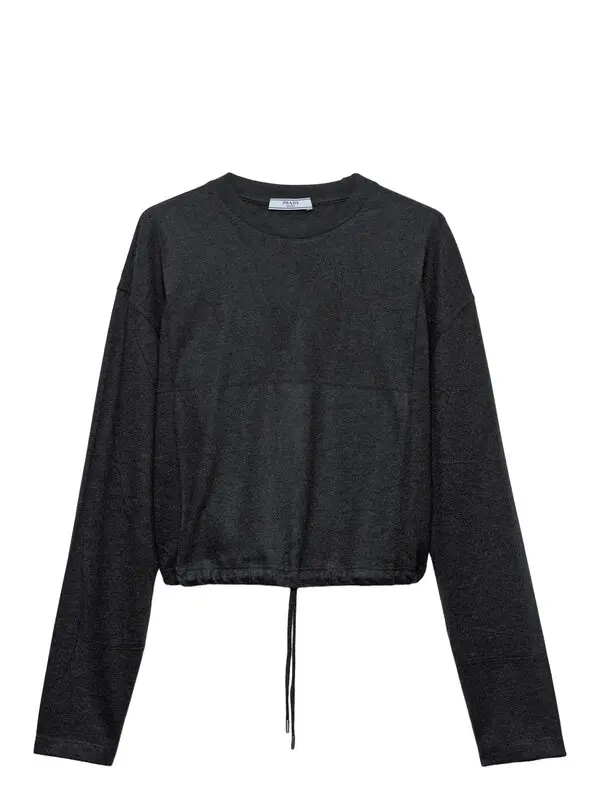 Prada Long-sleeved Wool And Cashmere T-shirt - Slate Gray