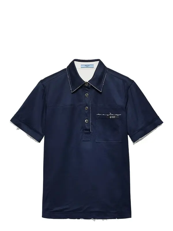 Prada Lisle Cotton Polo Shirt - Blue