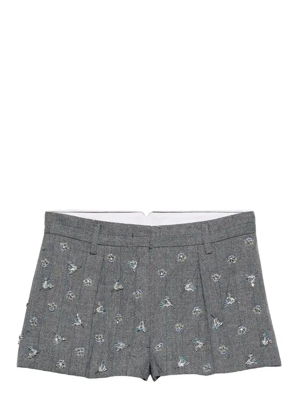 Prada Pinstripe Wool Shorts - Anthracite Gray