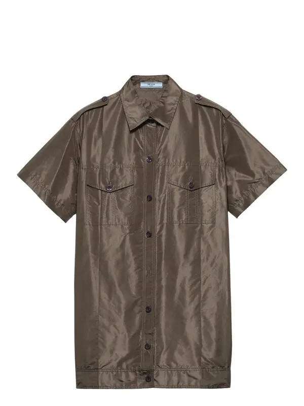 Prada Short-sleeved Taffeta Shirt - Camouflage Green