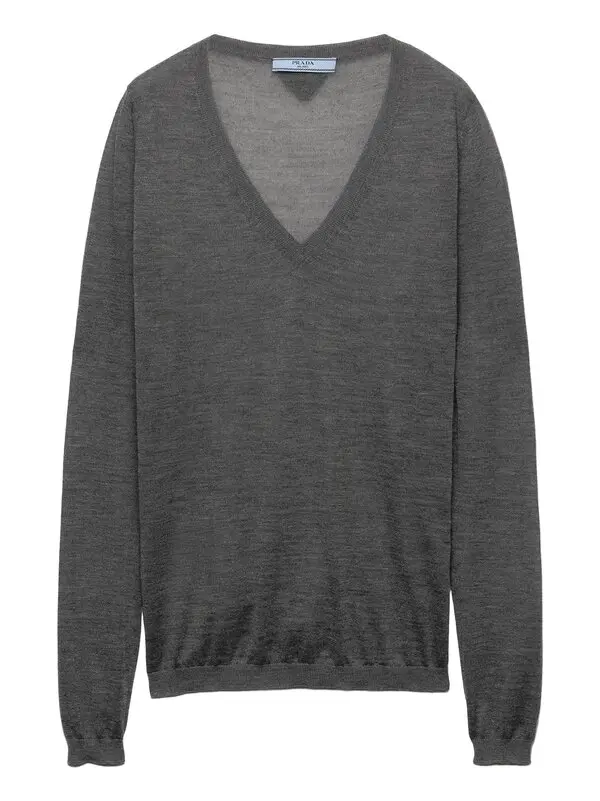 Prada Cashmere And Silk V-neck Sweater - Grey