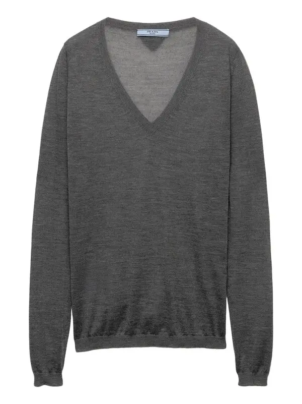 Prada Cashmere And Silk V-neck Sweater - Slate Gray