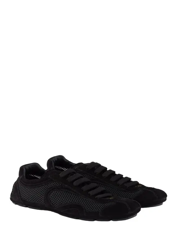 Prada Re-edition 2005 Suede And Mesh Sneakers - Black