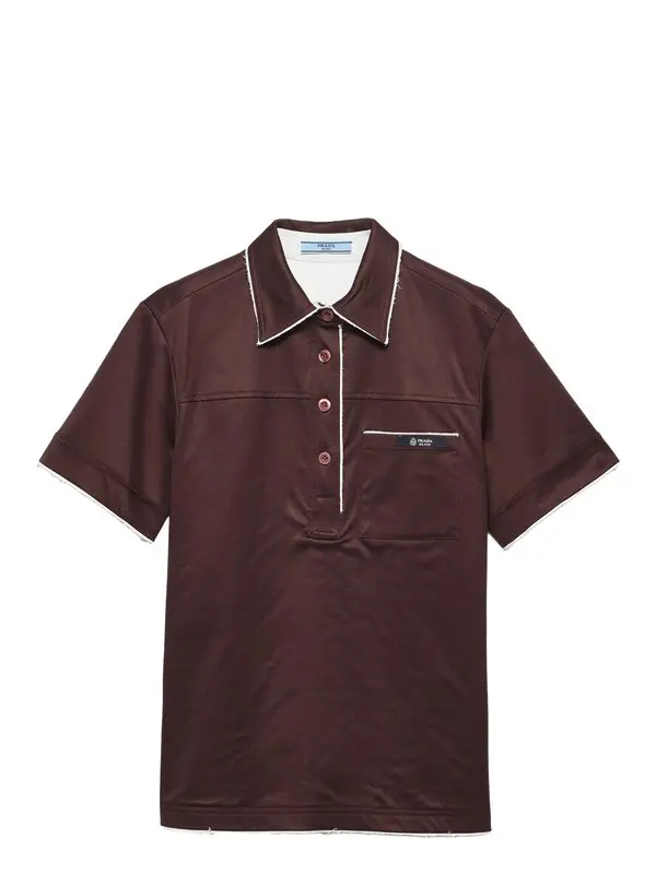 Prada Lisle Cotton Polo Shirt - Brown