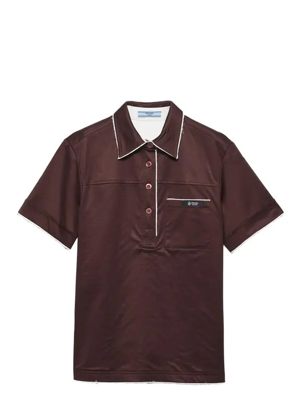 Prada Lisle Cotton Polo Shirt - Ebony