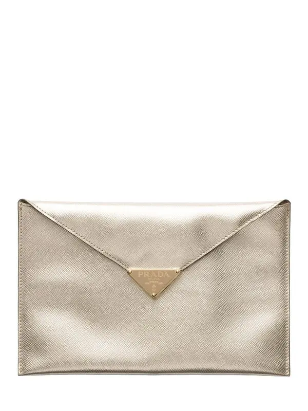 Prada Saffiano Leather Envelope Clutch - Gold/silver