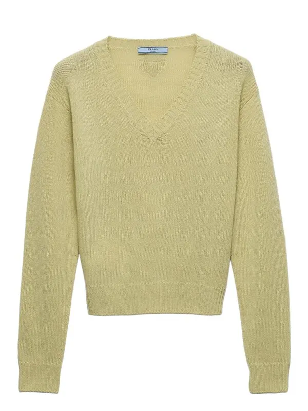 Prada Wool And Cashmere V-neck Sweater - Green