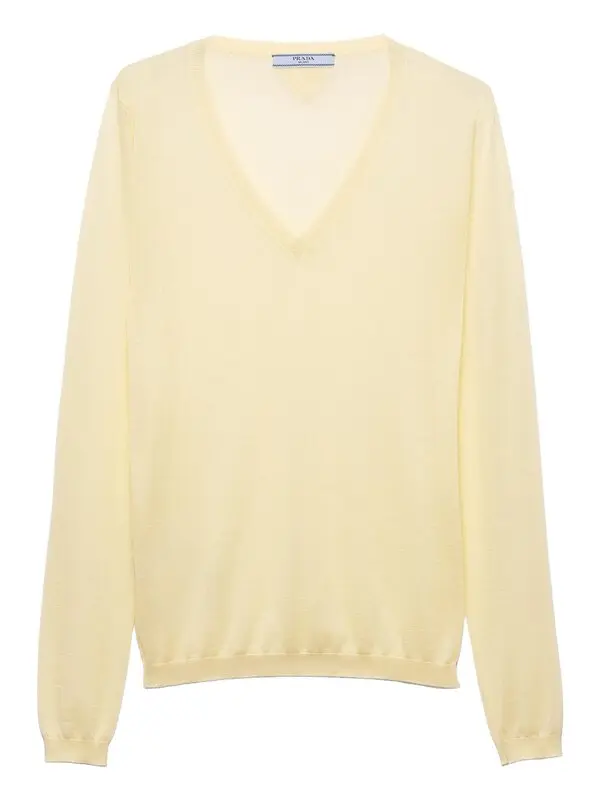 Prada Cashmere And Silk V-neck Sweater - Yellow