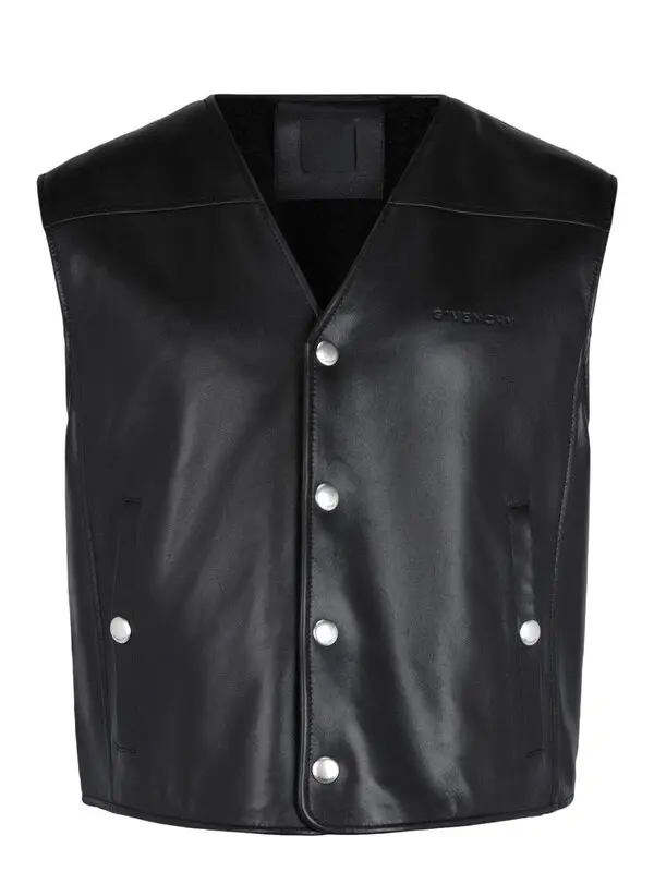 Givenchy Snap Leather Vest - Black