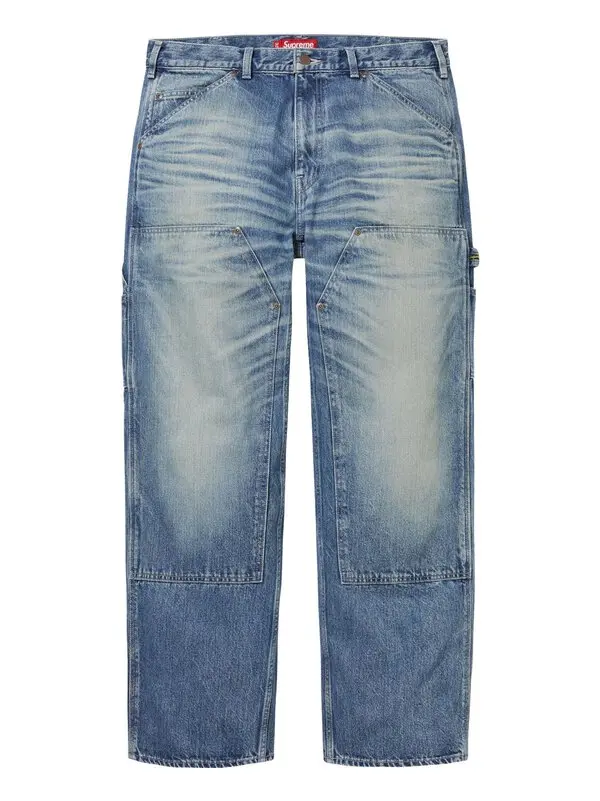 Supreme Worn Double Knee Denim Painter Jeans - Blue