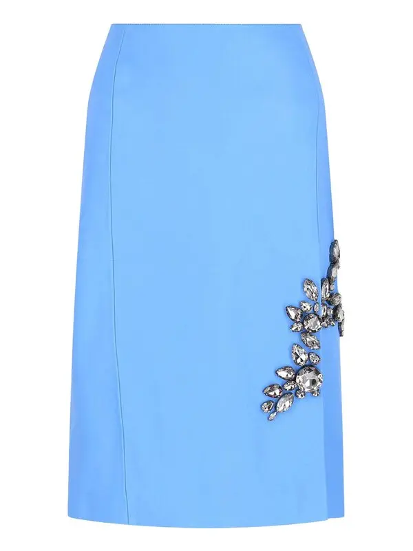 Givenchy Leather Skirt With Embroidered Stones - Blue