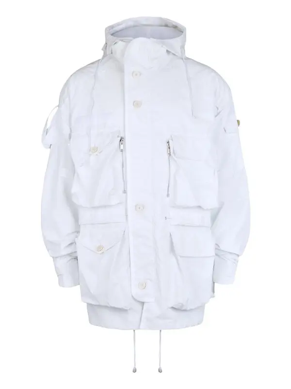 Givenchy Utilitarian Hooded Nylon Windbreaker - White