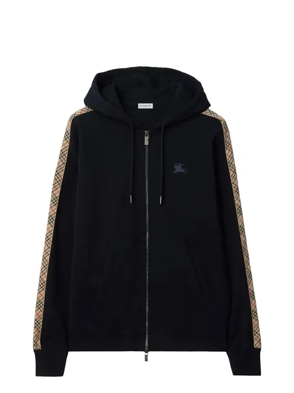 Burberry Check Trim Zip Hoodie - Blue