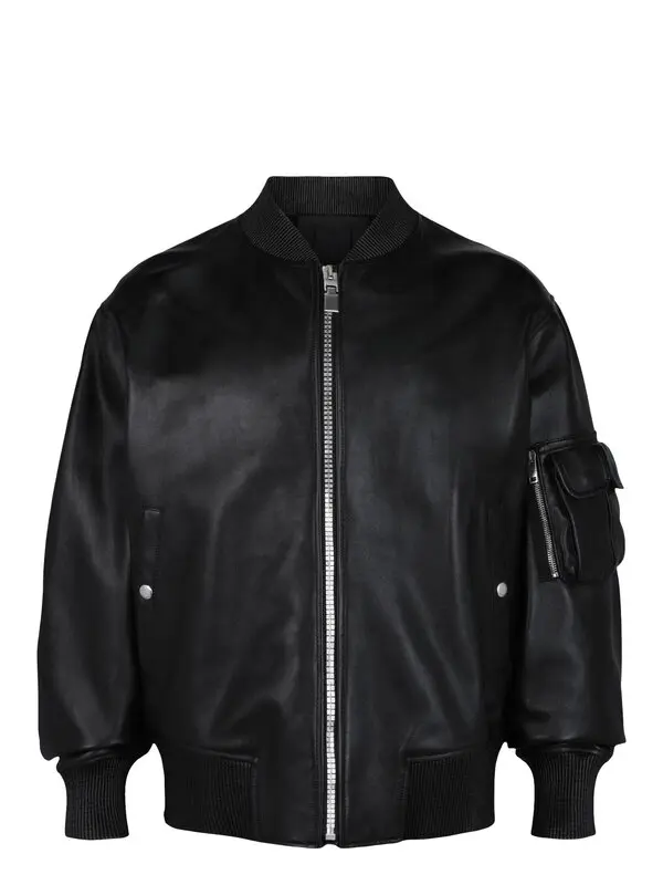 Givenchy Leather Bomber Jacket - Black
