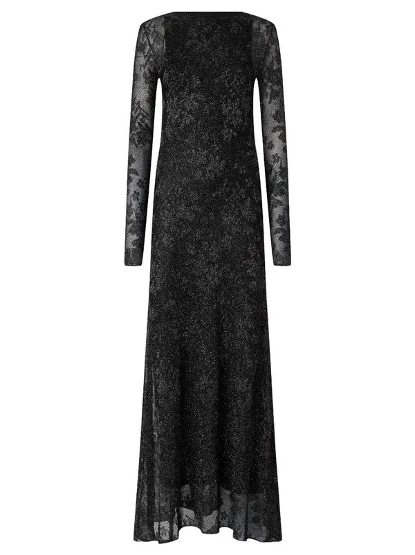Pinko Openwork Long-sleeve Maxi Dress - Black
