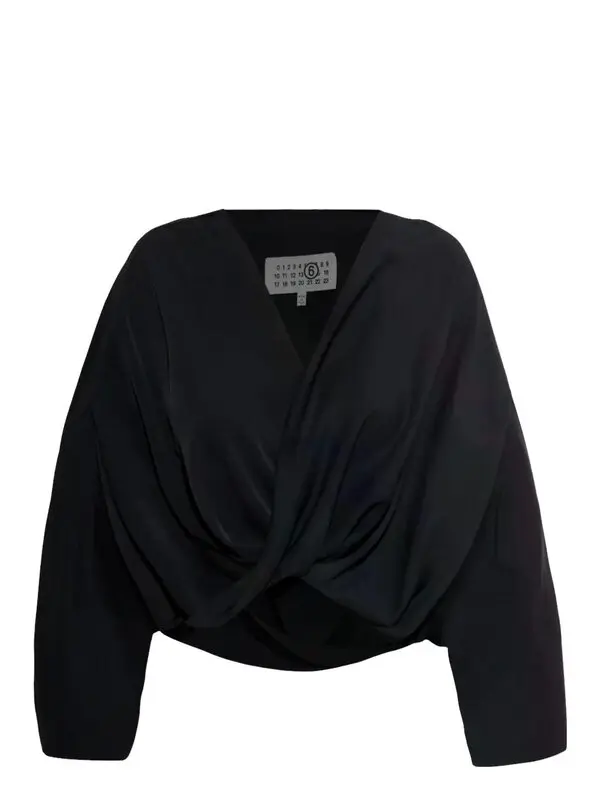 MAISON MARGIELA Twisted V-neck Blouse - Black