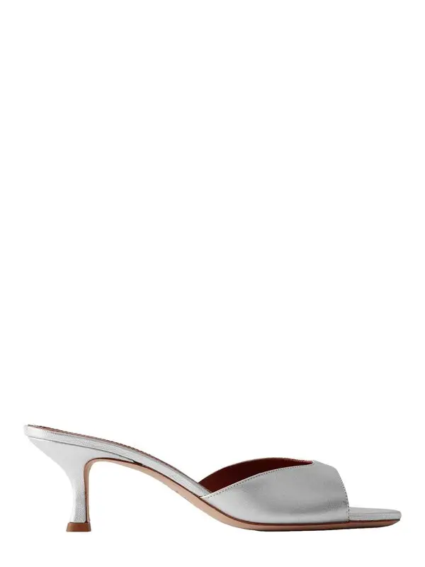 Staud Brigitte Metallic Leather Mules - Silver