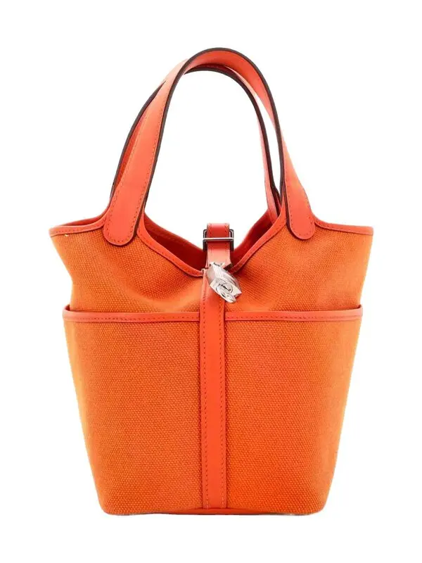 Hermès Cargo Picotin Lock Bag Canvas And Swift Pm - Orange