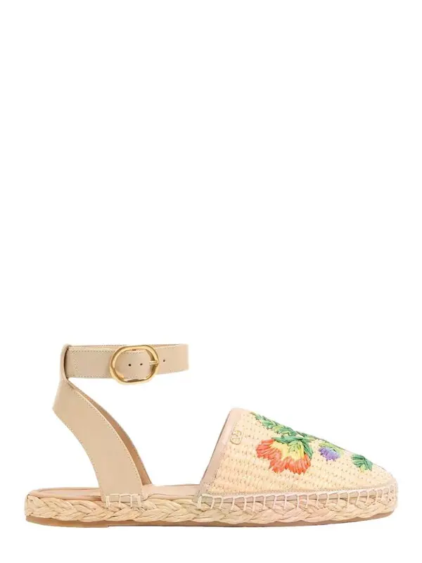 Valentino Garavani Bribri Floral-embroidered Espadrille - Neutrals