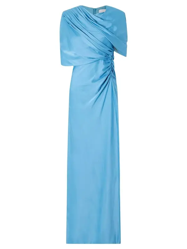 Stella McCartney Open-back Cape-effect Draped Gown - Turquoise