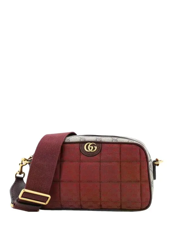 Gucci Zip Gg Coated Canvas And Quilted Mini Gg Canvas Small Crossbody Bag - Red