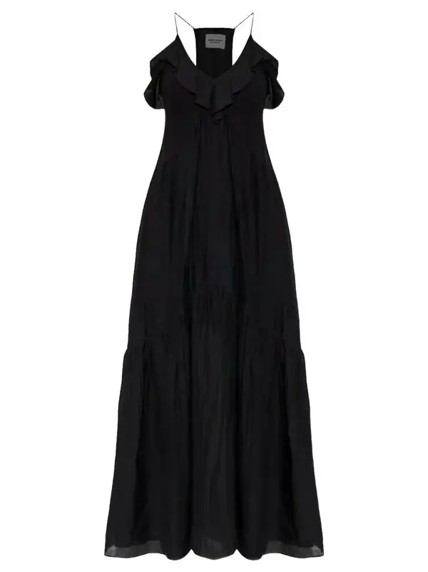 MARANT ETOILE Vasma Ruffled V-neck Maxi Dress - Black