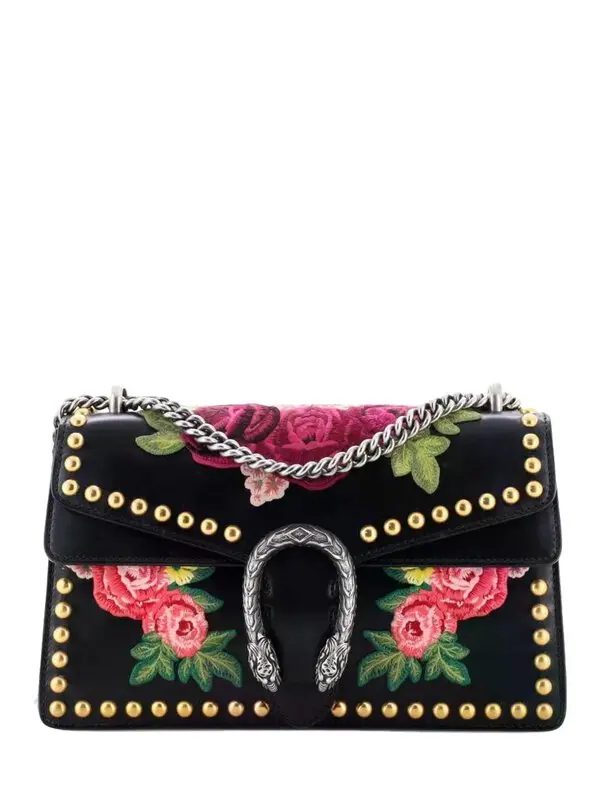 Gucci Dionysus Small Shoulder Bag Embroidered Studded Leather - Black