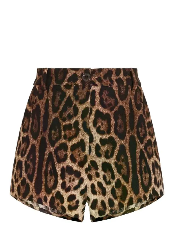 Dolce & Gabbana Leopard-print Wool Shorts - Brown