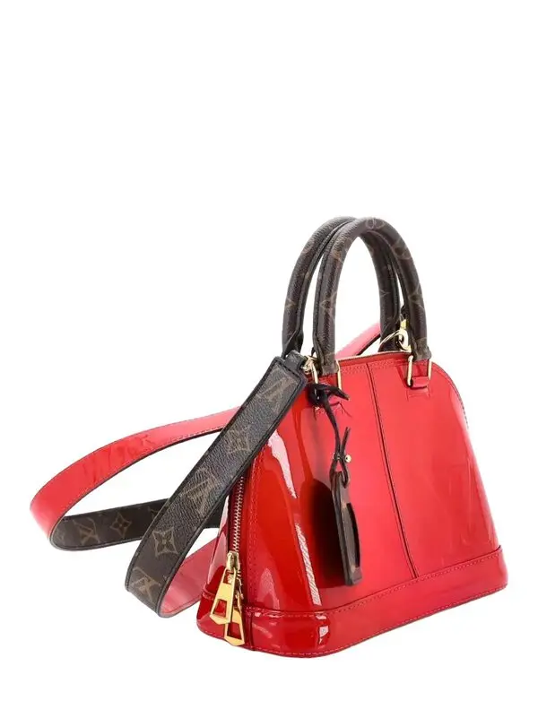 LOUIS VUITTON Alma Handbag Vernis Monogram Canvas Bb Satchel - Red