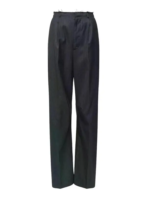 MAISON MARGIELA Pinstripe Trousers With Frayed Waistband - Grey