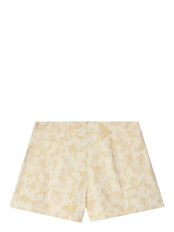 Posse Isla Printed Linen And Silk-blend Shorts - Yellow