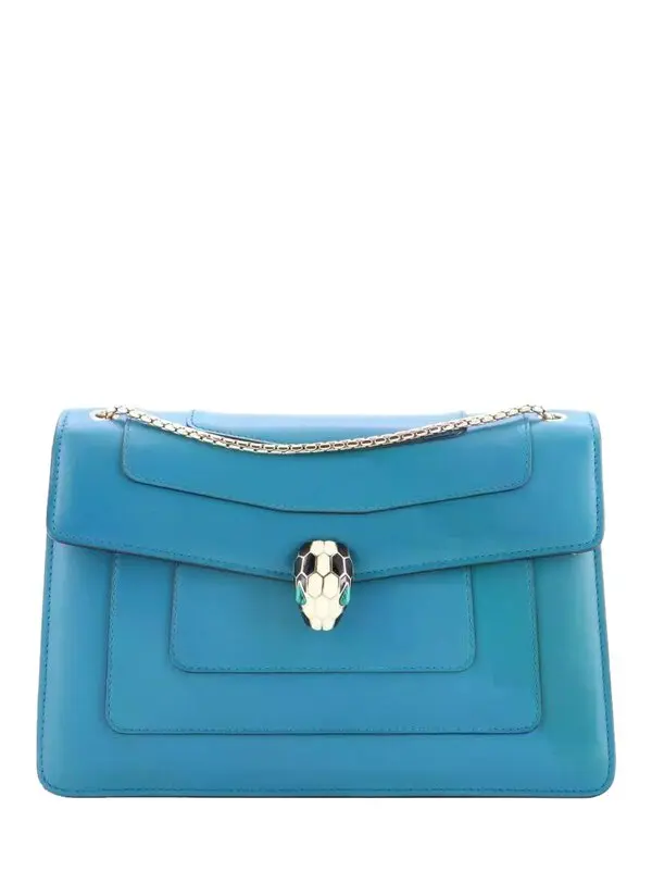 BVLGARI Serpenti Forever Leather Medium Shoulder Bag - Blue