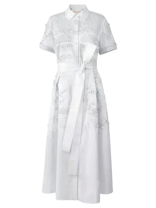 Carolina Herrera Embroidered Midi Shirt Dress - White