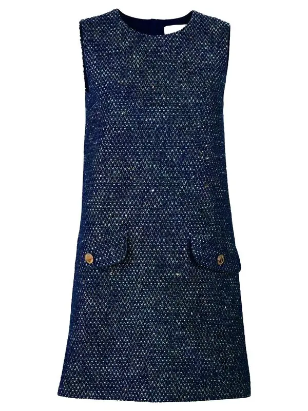 Carolina Herrera Lurex Tweed Mini Dress - Blue