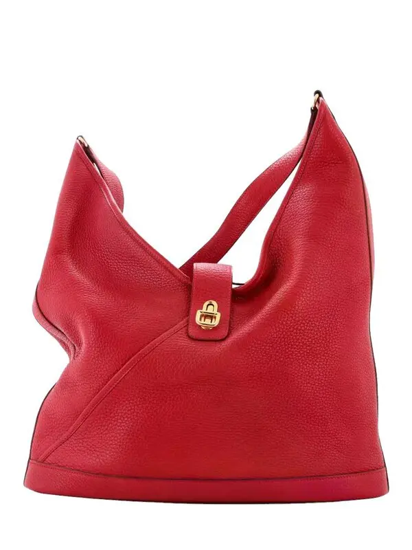 Hermès Vintage Lock Clemence Large Hobo Bag - Red