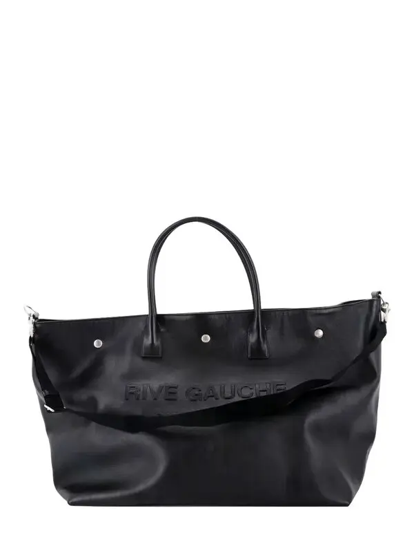 Saint Laurent Rive Gauche Shopper Embossed Leather Maxi Tote Bag - Black