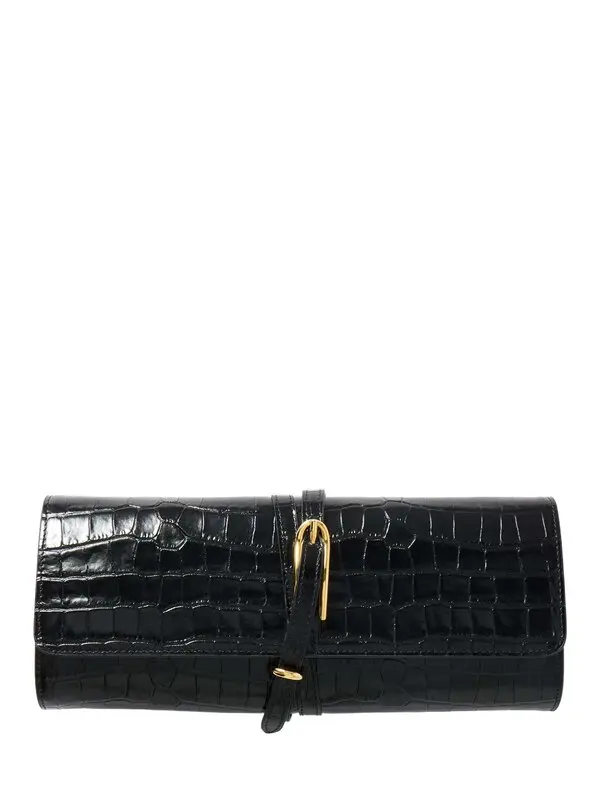 LIFFNER Belted Croc-effect Leather Clutch - Black