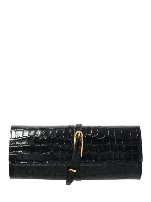 LIFFNER Belted Croc-effect Leather Clutch - Black