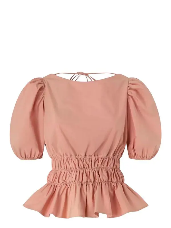 Pinko Puffed-sleeve Ruffled Top - Pink