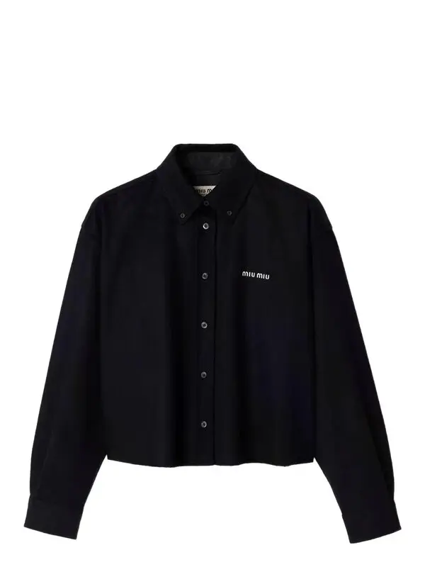 Miu Miu Boxy-fit Embroidered Logo Shirt - Blue