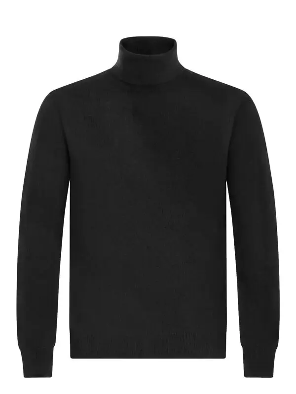 FRANZESE COLLECTION Ribbed Turtleneck Sweater - Black