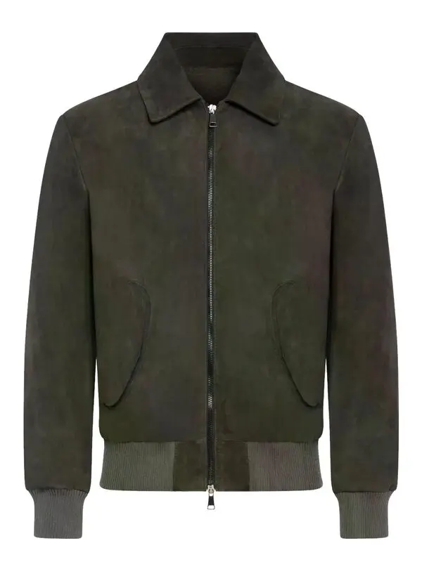 FRANZESE COLLECTION Leather Zip Jacket - Green