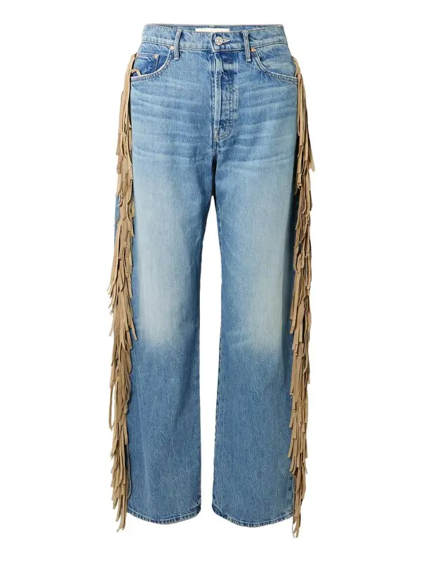 MOTHER The Fringe Half-pipe Sneak High-rise Jeans - Blue