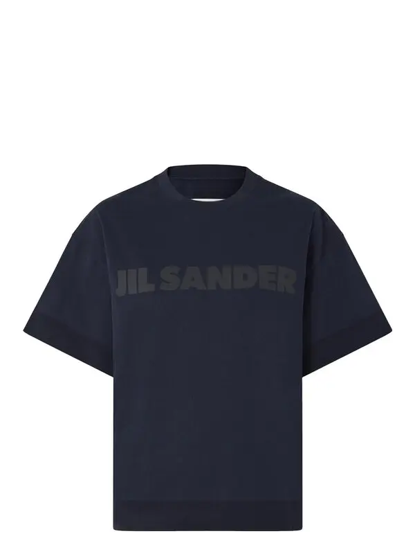 JIL SANDER Printed Cotton-jersey T-shirt - Blue